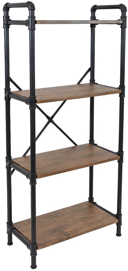 Sunnydaze Brown 4-Tier Black Pipe Bookshelf - ShopStyle Furniture