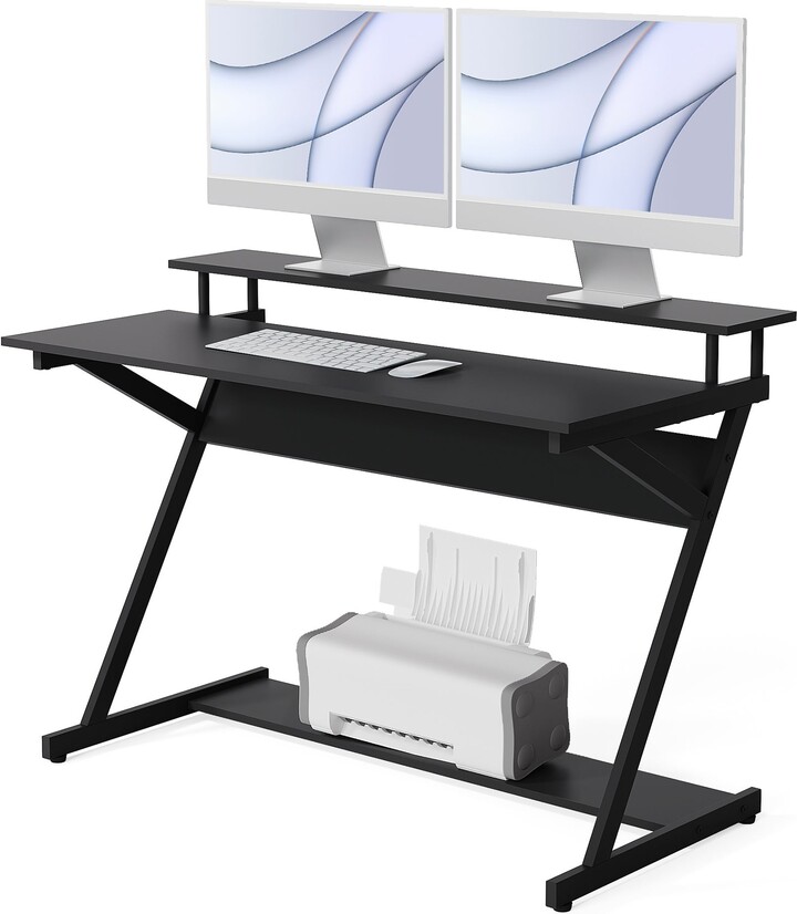 Fitueyes Computer Desk with Monitor Stand Gaming Table with Hutch ...