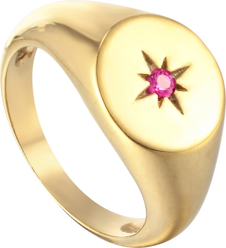 Seol + Gold Women's 22Ct Gold Vermeil Ruby Oval Signet Ring - ShopStyle