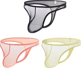 BIATWOWR Mens Sexy Low-Waist Mesh Sheer Underwear Thongs See Through ...