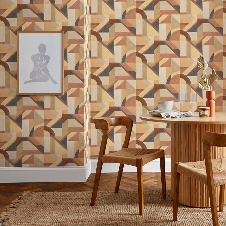 Dunelm Abstract Geometric Wallpaper Brown - ShopStyle