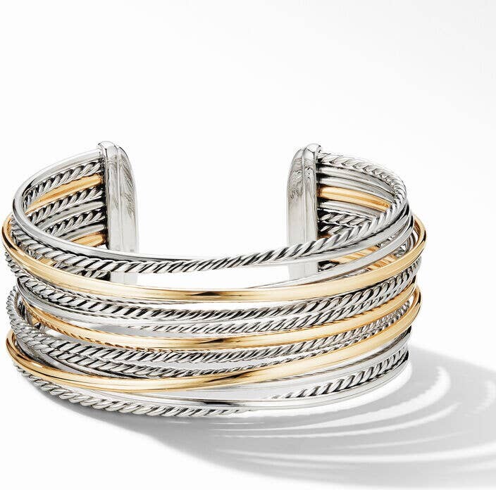 David Yurman Crossover Cuff Bracelet in Sterling Silver with 18K Yellow ...