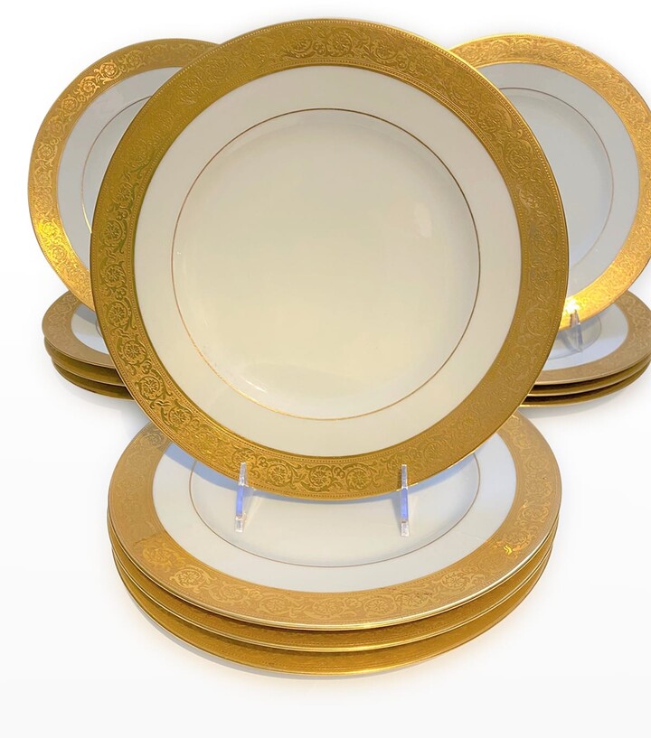Devonia Antiques Antique Wide Gold Banded Dinner Plates, Set of 12 ...