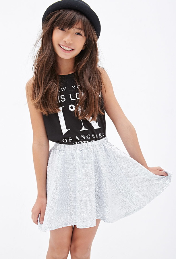 FOREVER 21 girls girls textured glitter mini skirt (kids) - ShopStyle