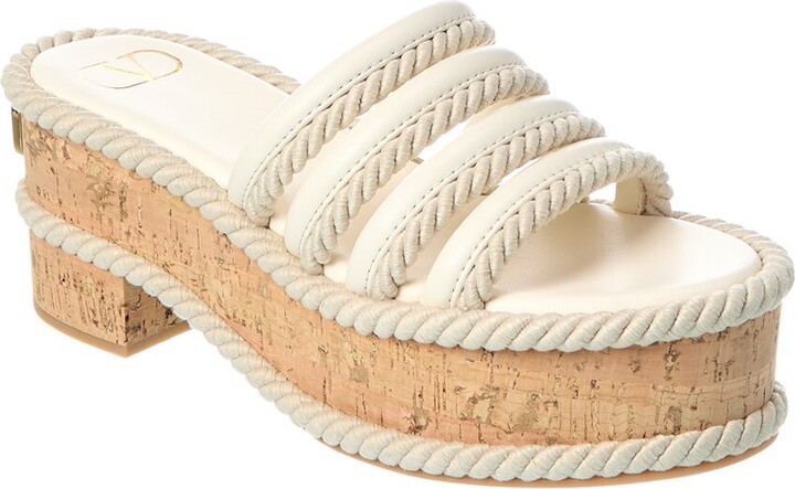 Valentino VLogo 80 Rope & Leather Platform Sandal - ShopStyle