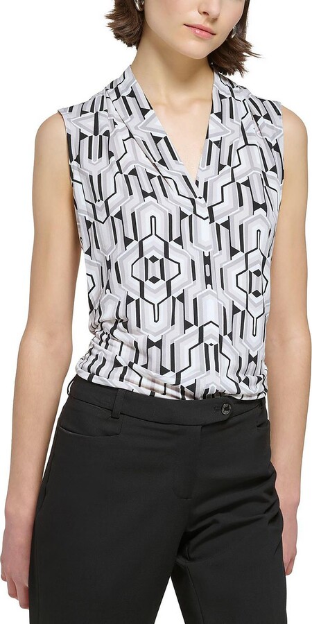 Calvin Klein Petites Womens Career Wear To Work Blouse - ShopStyle