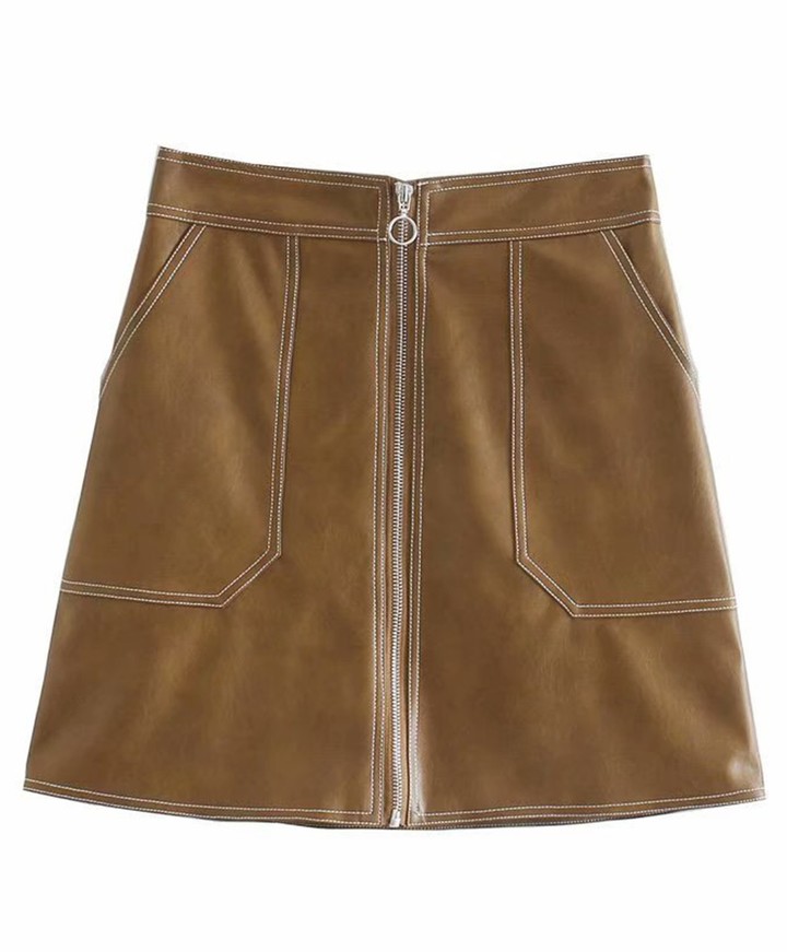 Goodnight Macaroon 'Fiona' Faux Leather Zip-Up Mini Skirt - ShopStyle