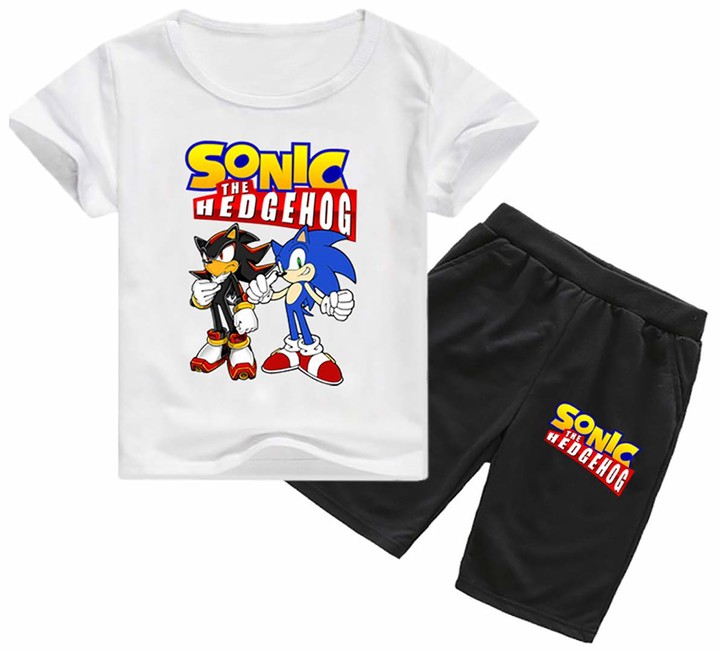 Silver Basic Sonic The Hedgehog Clothes for Boys T Shirt and Pants Two ...