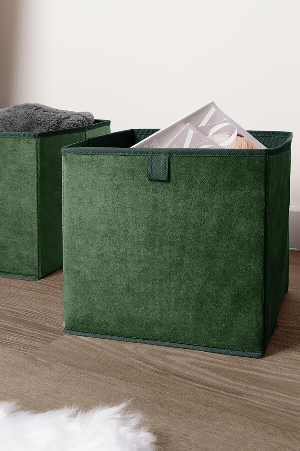 OHS Pair of 2 Matte Velvet Cube Storage Boxes - ShopStyle