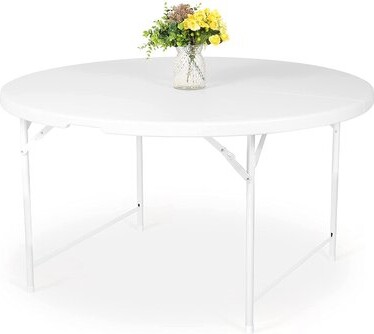 ACEM 65 Round Folding Table Fold-In-Half White Table - ShopStyle Living ...
