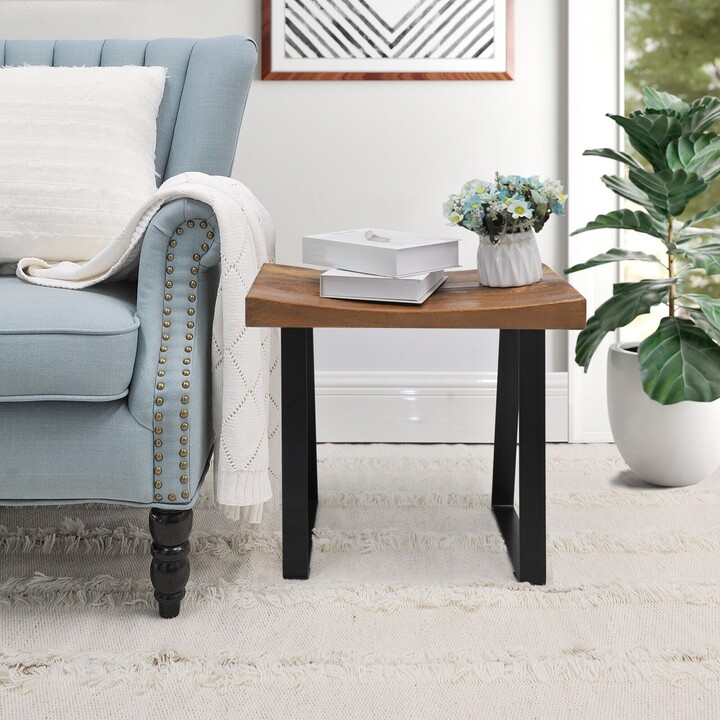 Greenage Natural Old Pine Wood Concave Stool - ShopStyle Entryway Tables