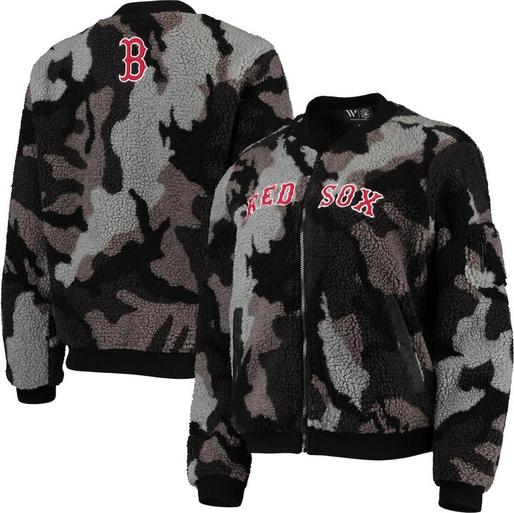 Women's The Wild Collective Black Boston Red Sox Camo Sherpa Full-Zip ...