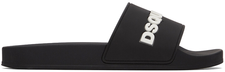 DSQUARED2 Black Logo Slides - ShopStyle Flip Flop Sandals