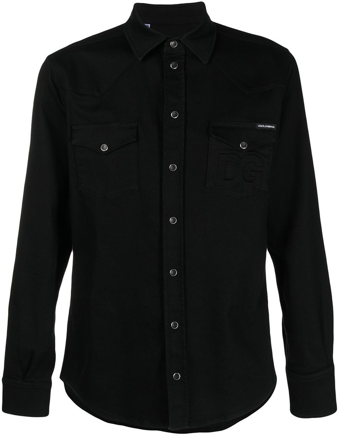 Dolce & Gabbana Logo-Embossed Denim Shirt - ShopStyle