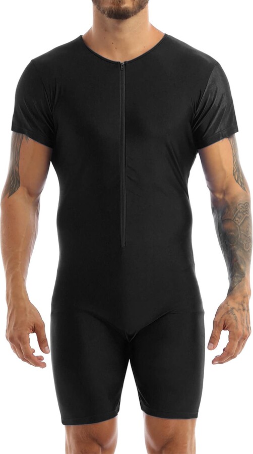 Agoky Men's One-Piece Bodysuit Boxer Underwear Dance Leotard Unitard ...