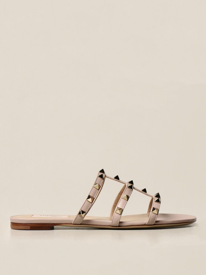 Valentino Garavani Leather Sandal With Studs - ShopStyle Shoes