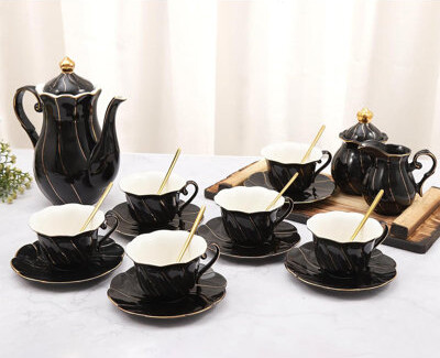 DOFLIC 22 pcs Porcelain Tea Set for 6, Luxury British Style Tea/Coffee ...