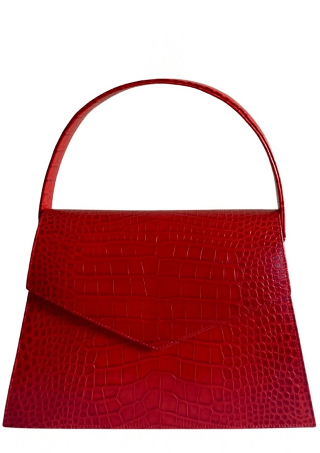 Anima Iris Medium Grande The Zaza Croc Embossed Leather Top Handle Bag ...