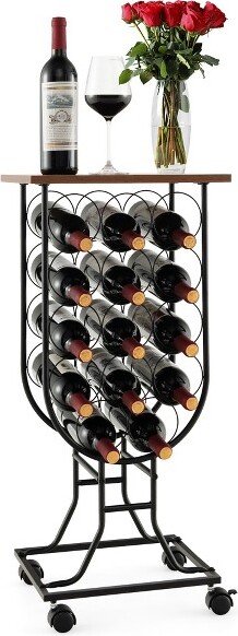 Costway 14 Bottles Wine Rack Console Table Freestanding Wine Storage ...