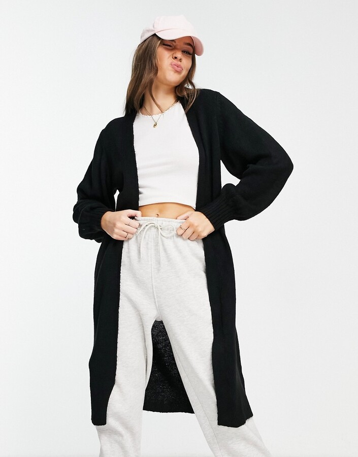 ASOS DESIGN edge-to-edge maxi cardigan in black - ShopStyle