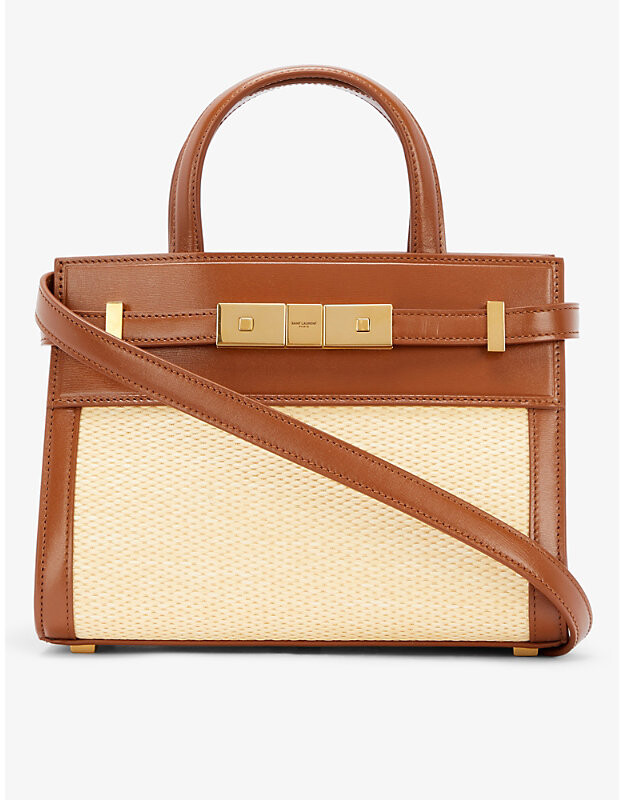 Saint Laurent Womens Beige/ Tan Manhattan Nano Leather and Canvas Tote ...