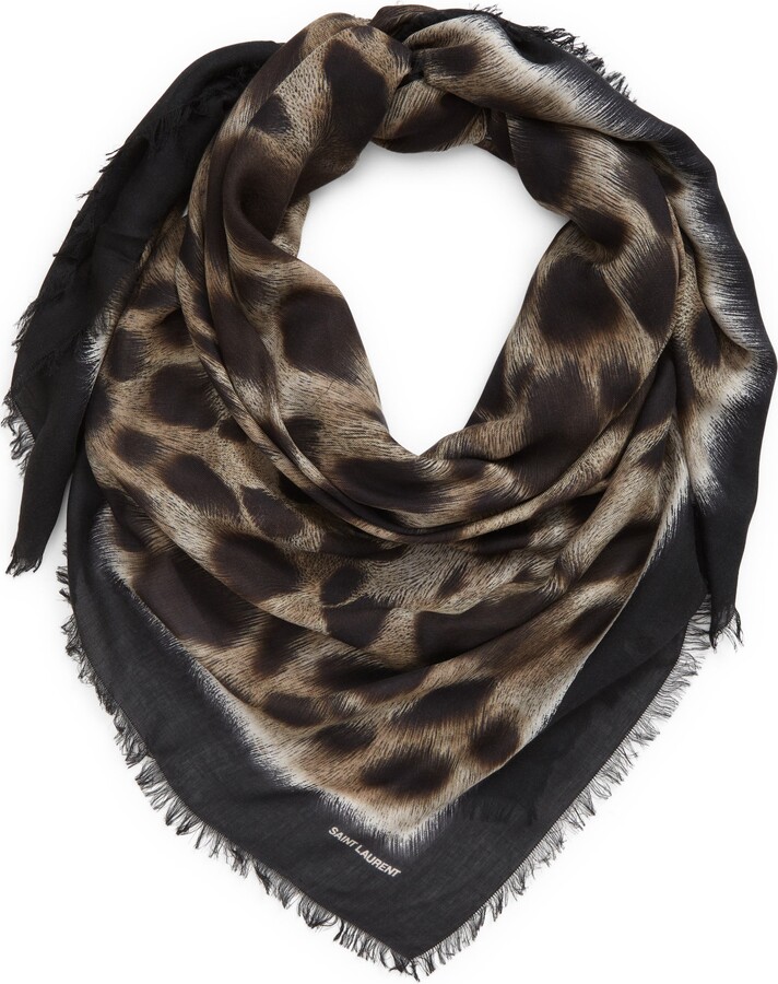 Saint Laurent Leopard Print Square Scarf - ShopStyle Scarves & Wraps