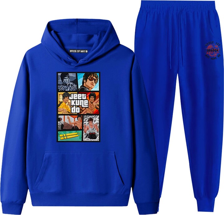 keephen Men's Li Xiaolong Dragon Hoodies + Joggers Set Chinese Kung Fu ...