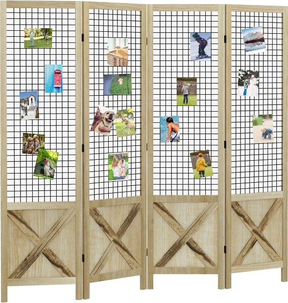 HOMCOM 4.7 Ft Tall Room Divider, 4 Panel Folding Privacy Screen ...