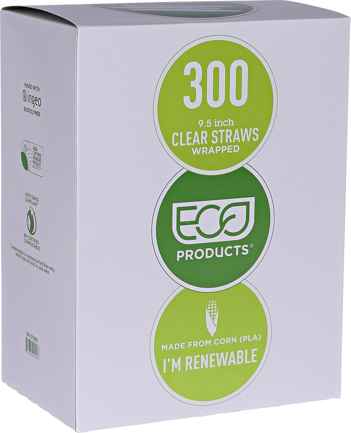 Eco-Products Disposable Jumbo Plastic Straws, 9.5" Long, 8mm Diameter ...