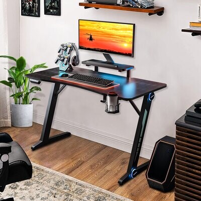 Uhomepro Gaming Desk, Professional E-Sport Gamer Workstation With LED ...