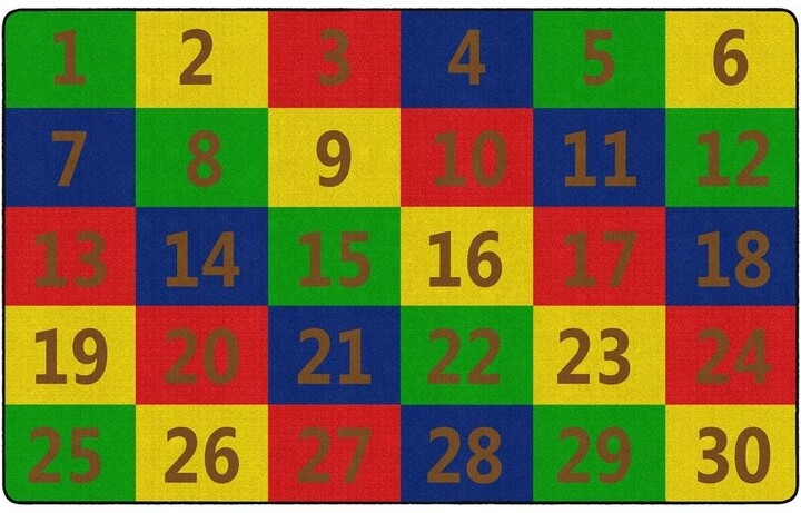 Flagship Carpet Kids Nylon Number Seating School Classroom Rug, 30 ...