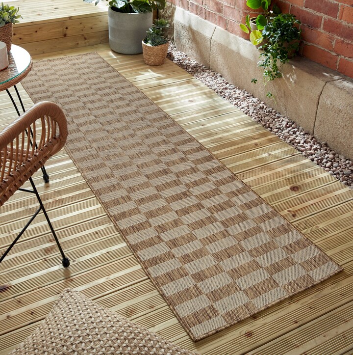 Dunelm Checkerboard Indoor Outdoor Runner Natural - ShopStyle Rugs
