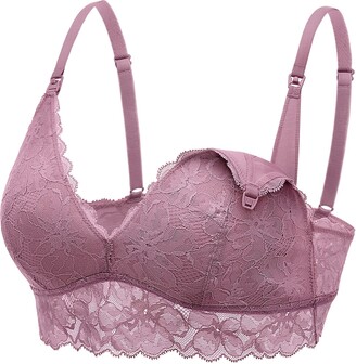 MOMANDA Women's Plus Size Nursing Bra Lace Bralette Wireless Padded ...