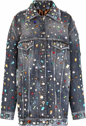 Dolce & Gabbana Crystal-Embellished Oversized Denim Jacket - ShopStyle