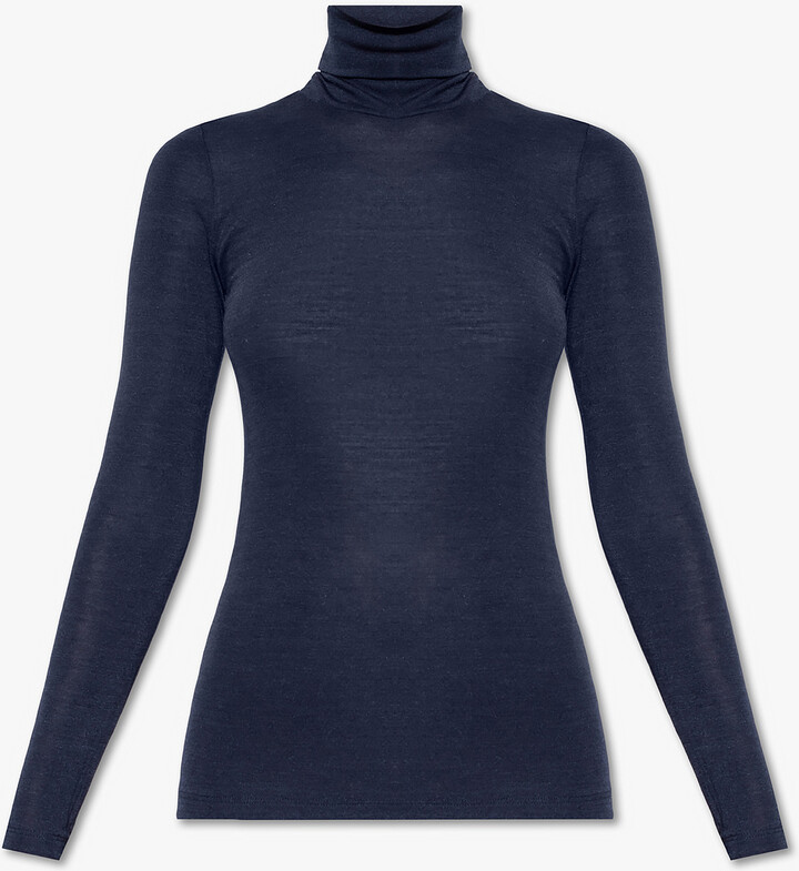 Hanro Turtleneck With Long Sleeves Navy - Blue - ShopStyle