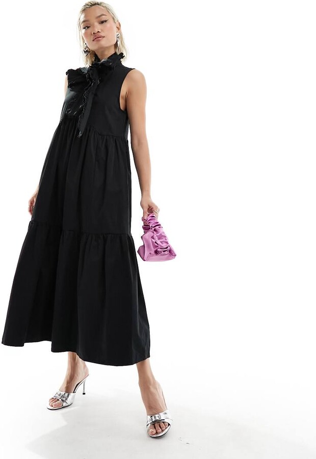 Sister Jane Peggy sleeveless bow midi dress in black - ShopStyle
