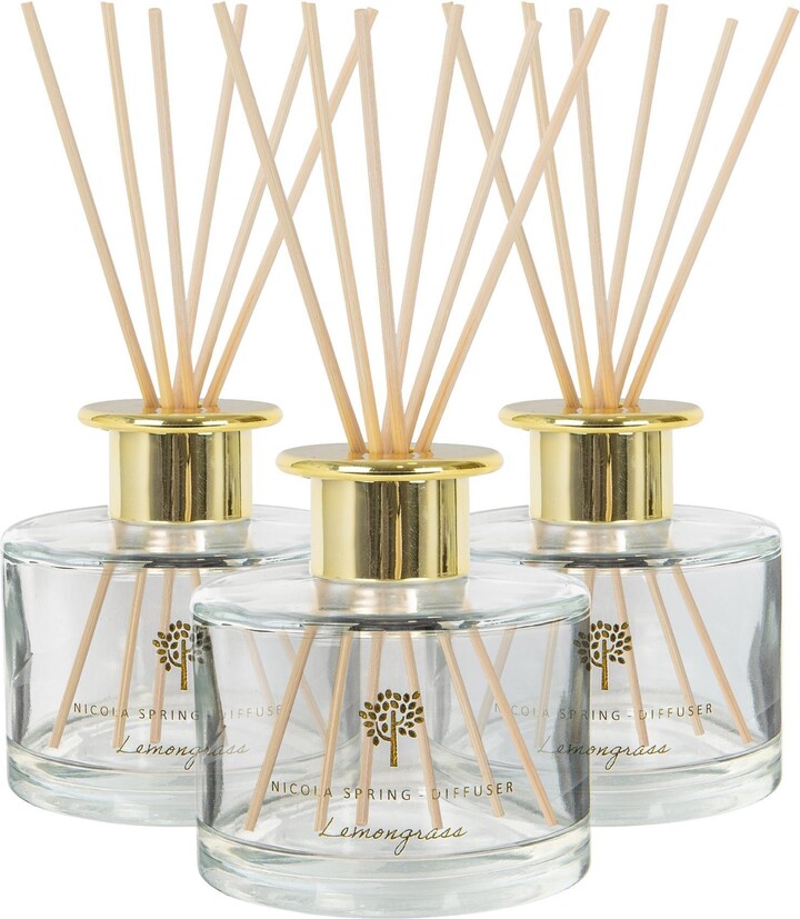 Nicola Spring Glass Reed Diffusers - 200ml - Lemongrass - Pack of 3 ...