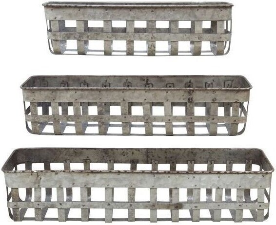 Iron Open Weave Baskets 5" x 24" Gray - Storied Home: Metal Storage ...