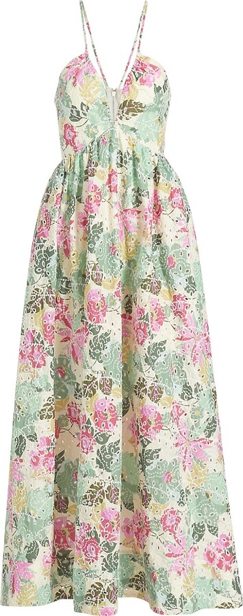 Line & Dot Floral Cotton Eyelet Maxi Dress - ShopStyle