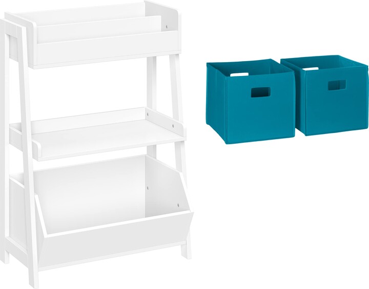 RiverRidge 3-Tier Ladder Shelf Toy Organizer & Storage with 2 Turquoise ...