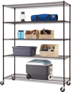 Trinity EcoStorage 5-Tier NSF Rolling Steel Wire Shelving Unit w ...