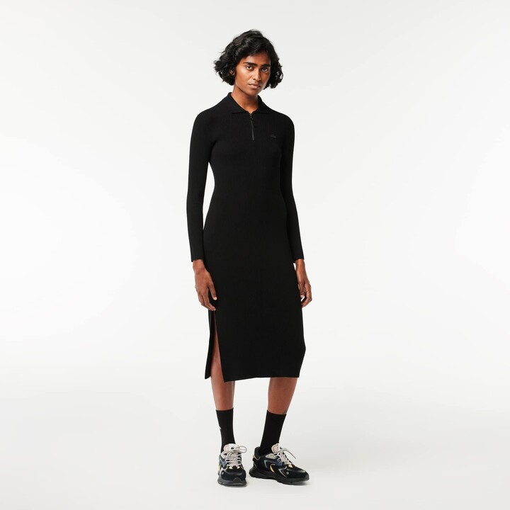 Lacoste Women's Long Seamless Knit Ribbed Polo Dress - ShopStyle
