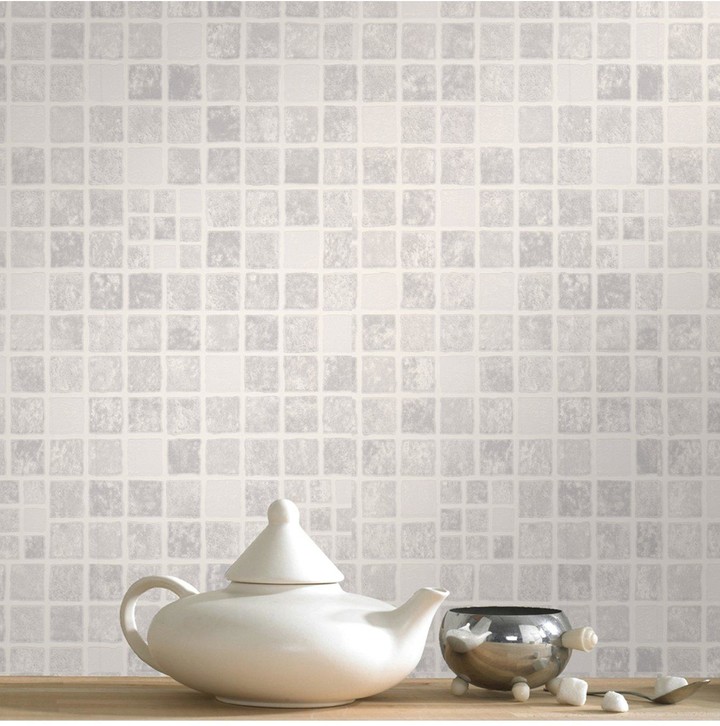 Contour Earthen Mid Grey Tile Wallpaper - ShopStyle Decor