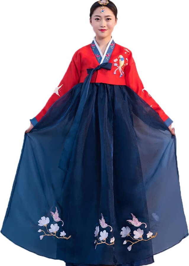 YUDATPG Long Sleeve Hanbok Women Dress Set Outfit Korean Traditional ...