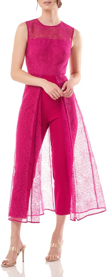 Kay Unger Drew Lace & Crepe Walk Through Jumpsuit - ShopStyle