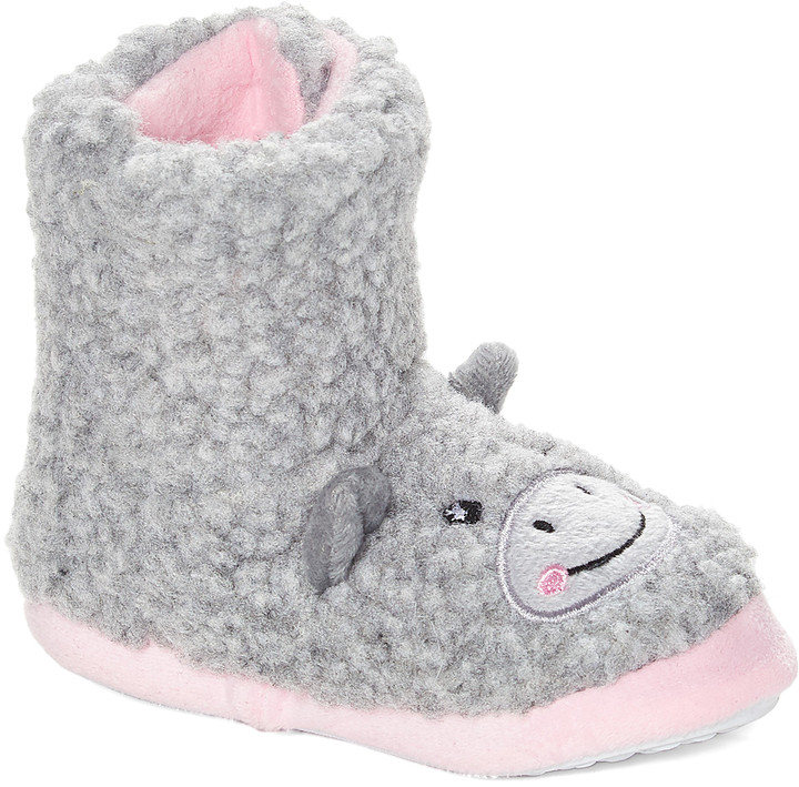 dELiA*s Girls' Slippers Hippo - Gray & Pink Hippo Slipper Boot - Girls ...