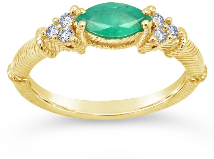 Judith Ripka 14K Gold Emerald & Diamond Ring - ShopStyle