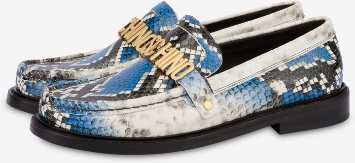 Moschino Logo Lettering Python-print Loafers - ShopStyle