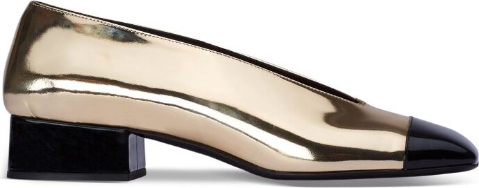 Balmain Mirrored Leather Eden Ballet Flats 30 - ShopStyle