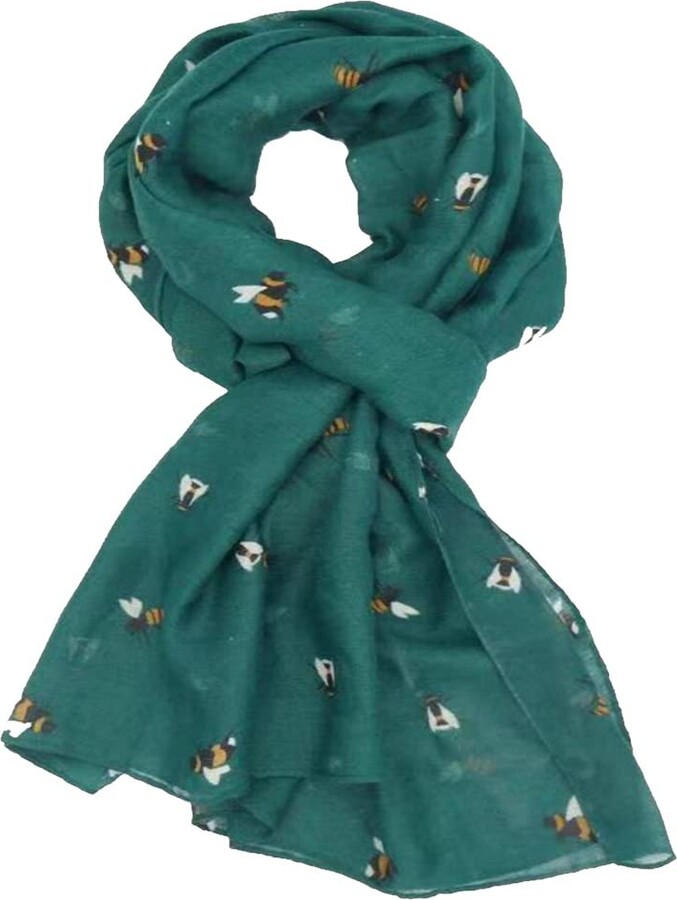 LilyRosa® Bee Scarf Bumble Bees Pattern Design Print Grey Navy ...